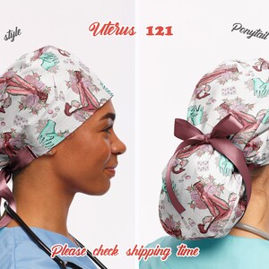 Uterus Scrub Caps Ponytail Surgical Hat Women Ob - Etsy