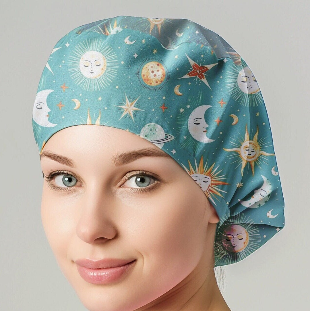 Universe Scrub Caps Women Celestial Scrub Cap Moon Surgical Scrub Hat ...