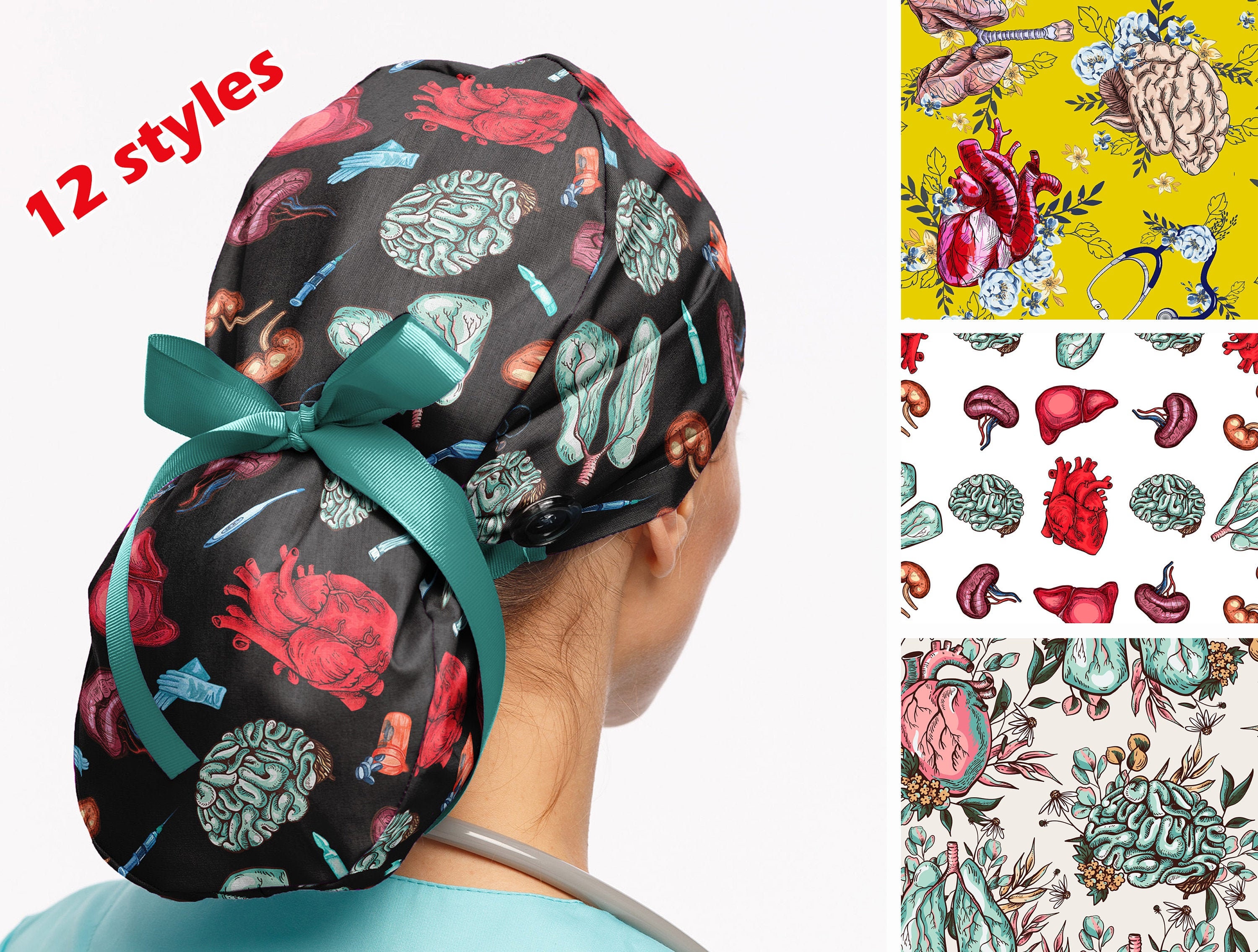 Scrub caps women Medical anatomy scrub hat surgical cap | Etsy