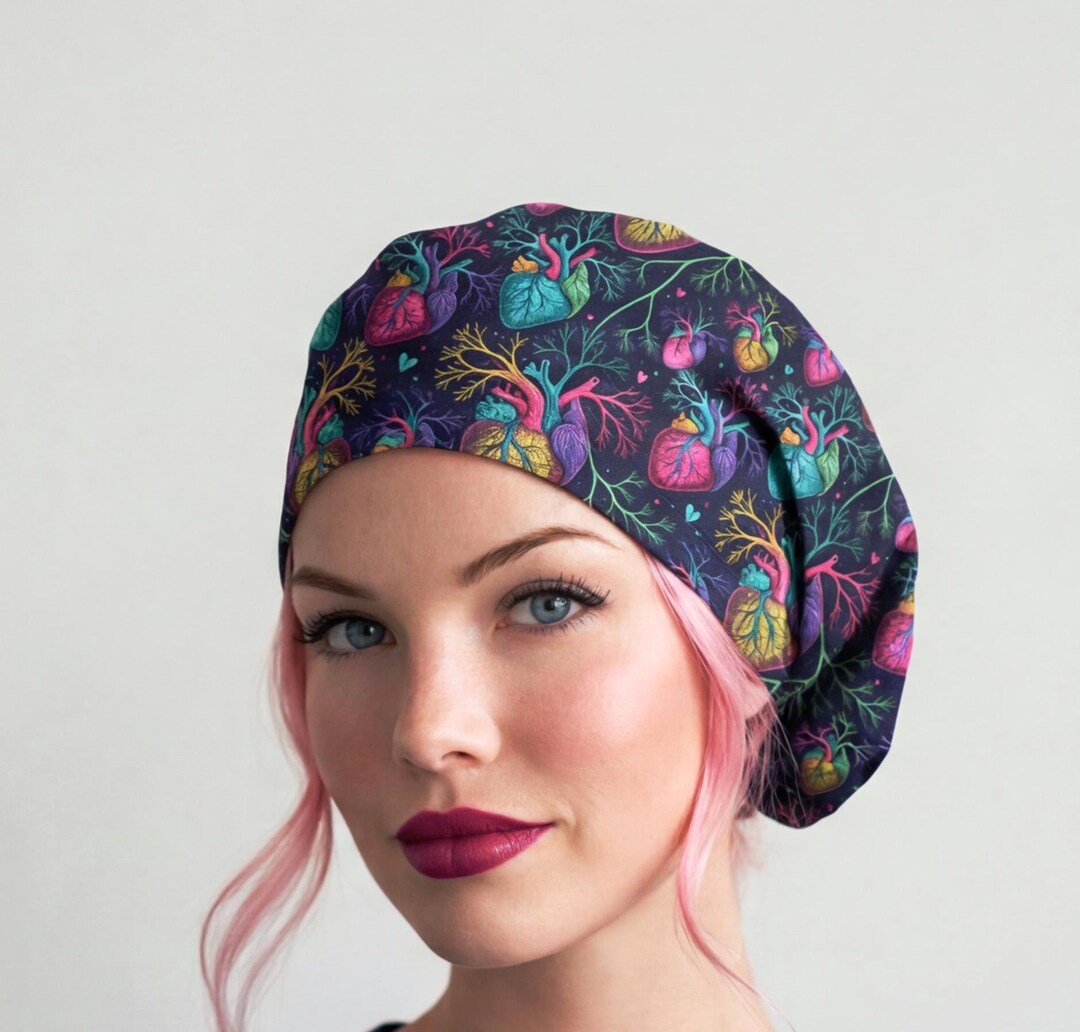 Cardiac Scrub Caps for Women, Nurse Scrub Hat Toggle, Heart Surgical ...