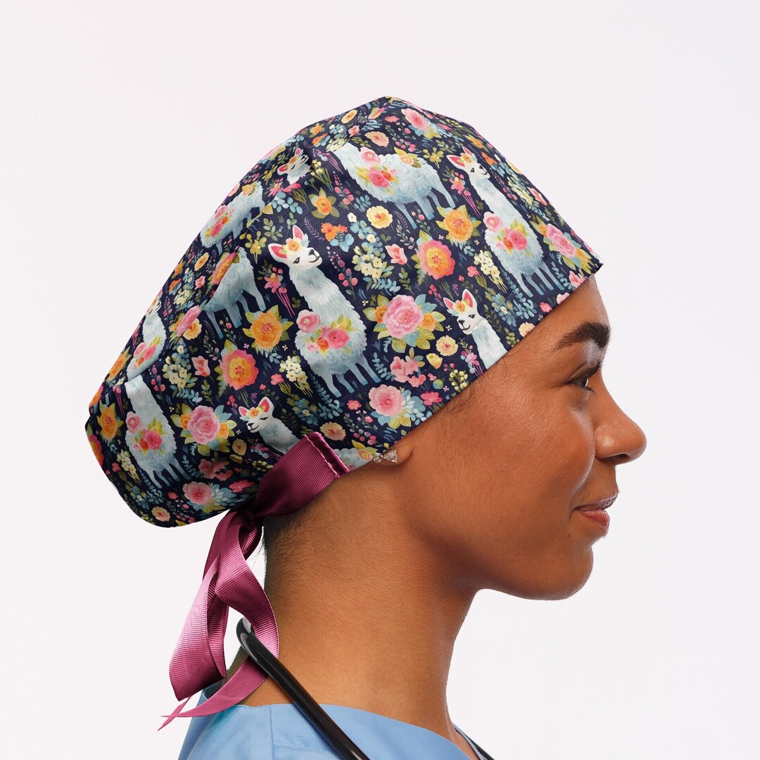Llama Scrub Caps for Women Surgical Cap With Buttons for - Etsy