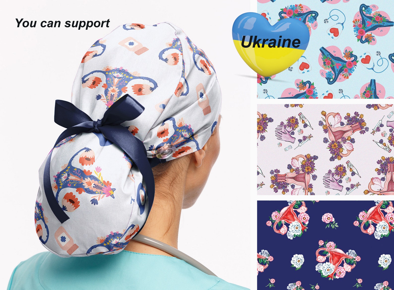 Uterus Scrub Caps Ponytail Surgical Hat Women Medical | Etsy