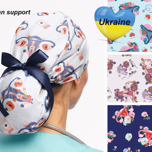 Uterus Scrub Caps Ponytail Surgical Hat Women Medical | Etsy