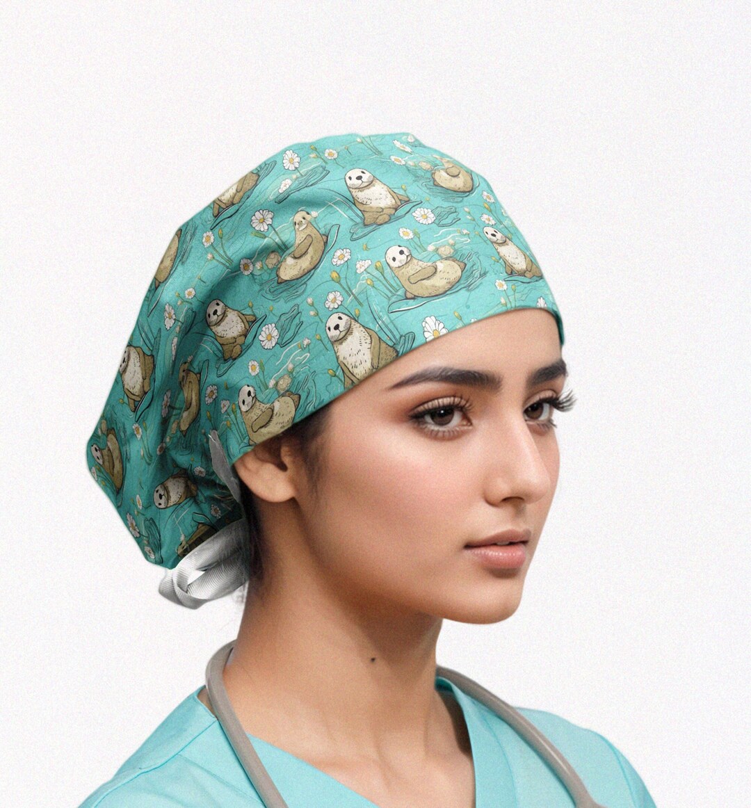 Otters Scrub Caps for Women, Surgical Cap With Buttons for Nurse, Otter ...