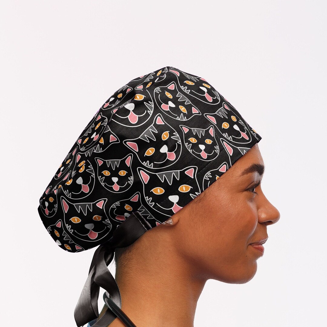 Cat Scrub Caps for Women Surgical Cap With Buttons for Nurse - Etsy