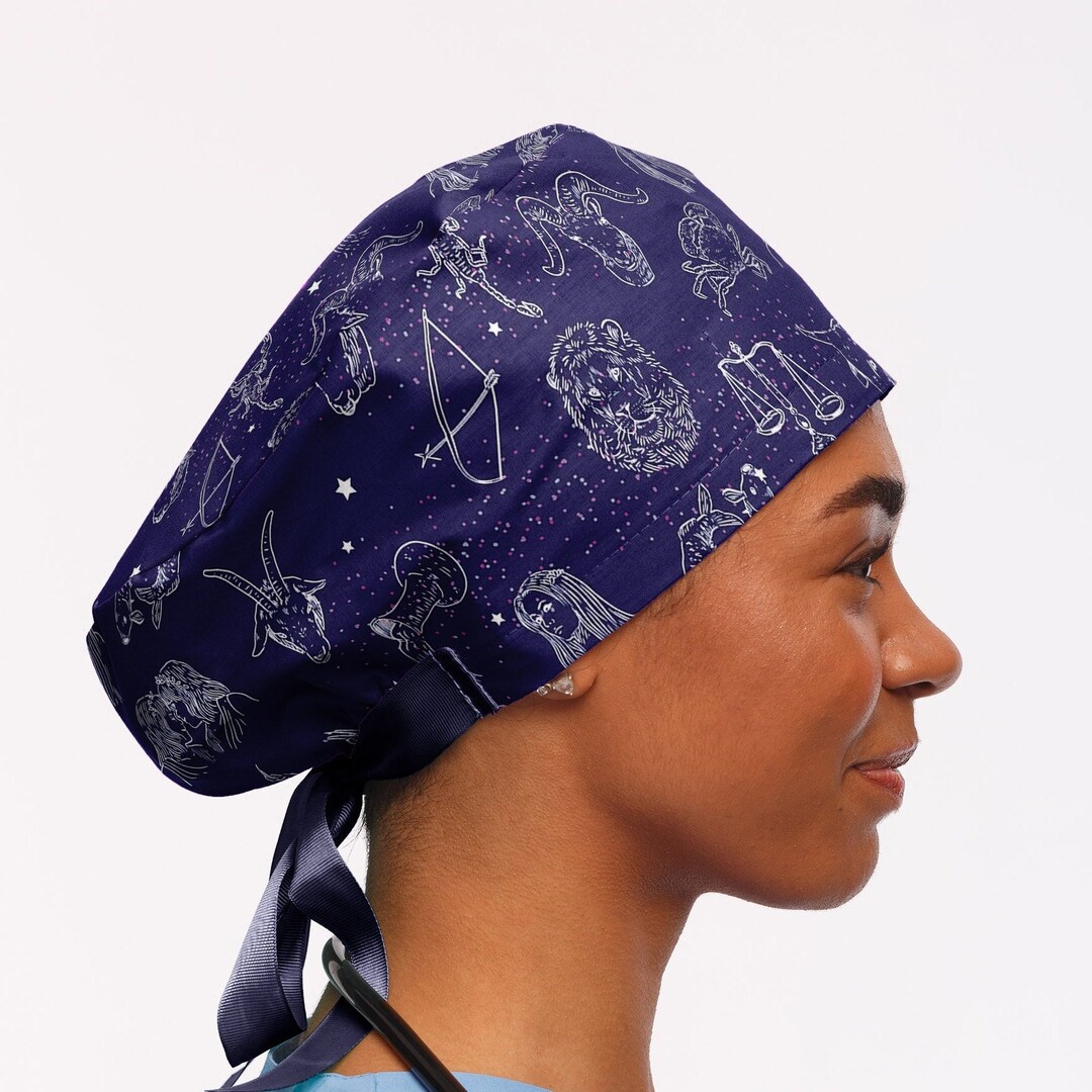 Zodiac Scrub Caps Women Celestial Scrub Cap Stars Surgical Scrub Hat ...