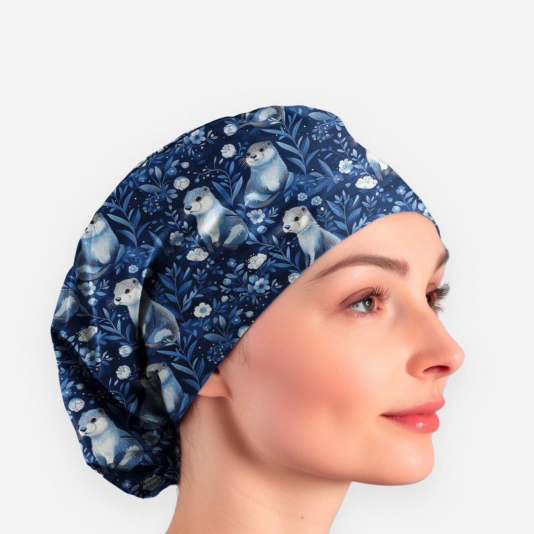 Otters Scrub Caps for Women, Surgical Cap With Buttons for Nurse, Otter ...