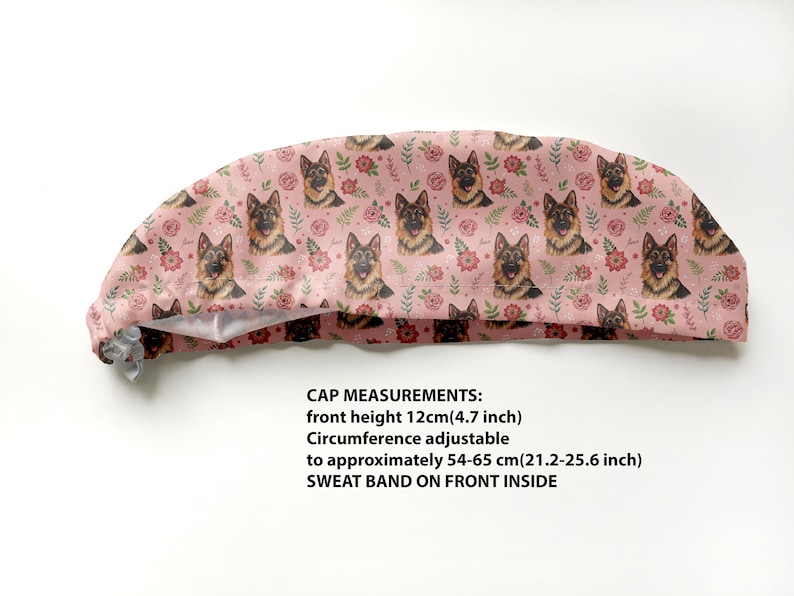 German Shepherd Scrub Cap With Buttons, Floral Medical Hat - Etsy