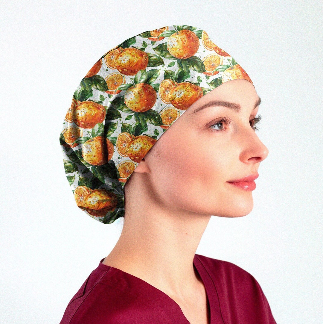 Orange Surgical Cap, Euro Scrub Caps for Women Citrus Scrub Hat - Etsy