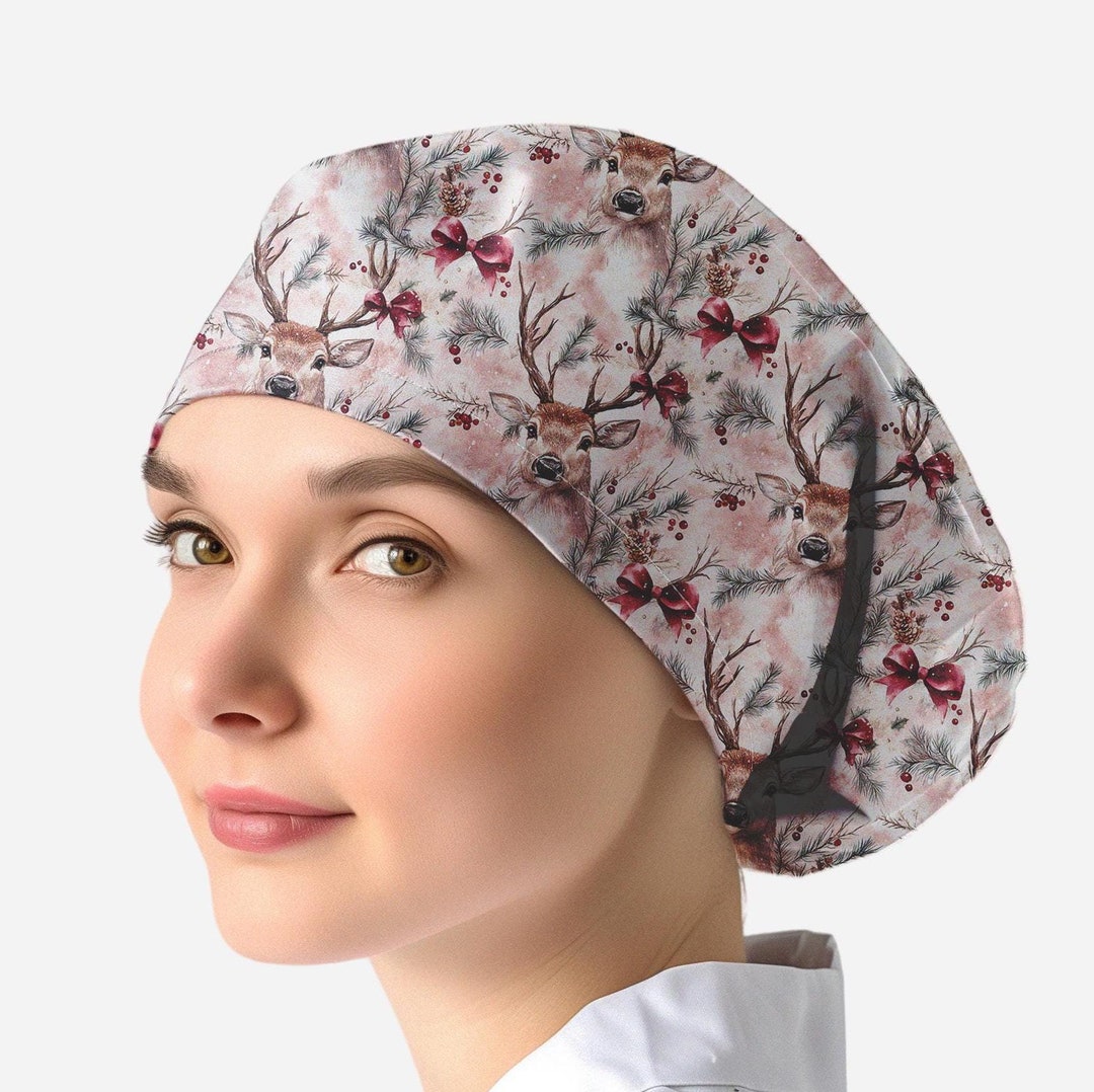 Christmas Scrub Cap Women, Deer Surgical Hat, Nurse Scrub Cap - Etsy