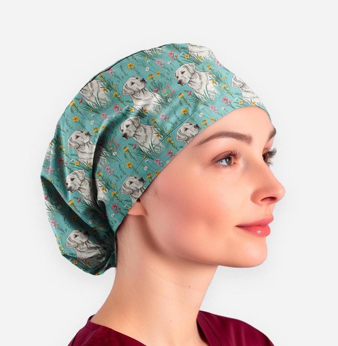 Labrador Scrub Caps for Women, Surgical Cap With Buttons for Nurse ...