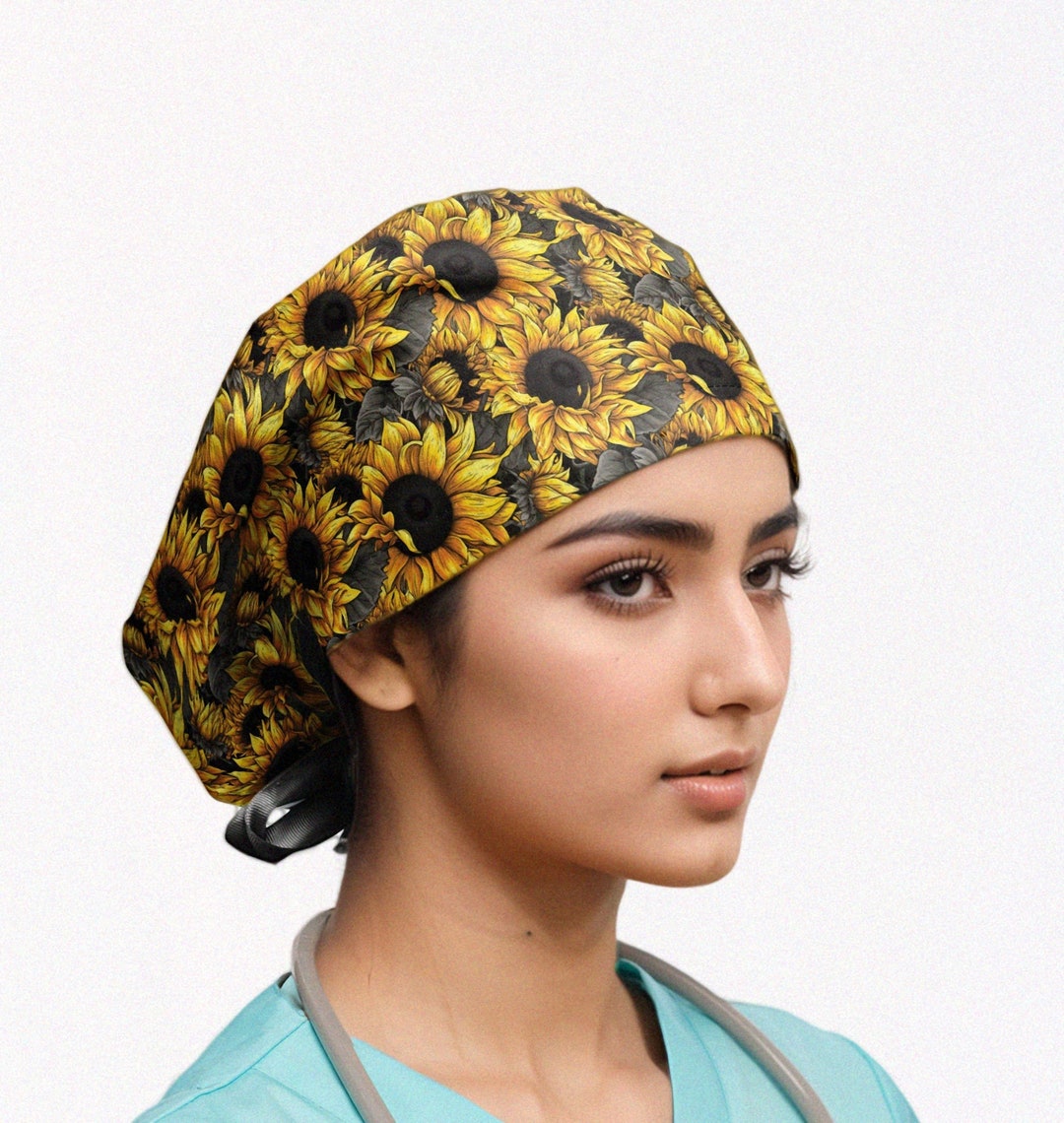 Floral Scrub Caps Scrub Hats for Women Nurse Scrub Cap Sunflower Euro ...