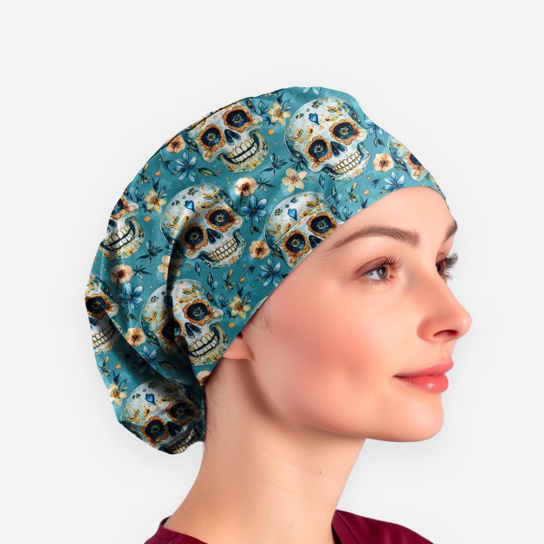 Sugar Skull Scrub Cap, Toggle Hat, Halloween Surgical Cap - Etsy