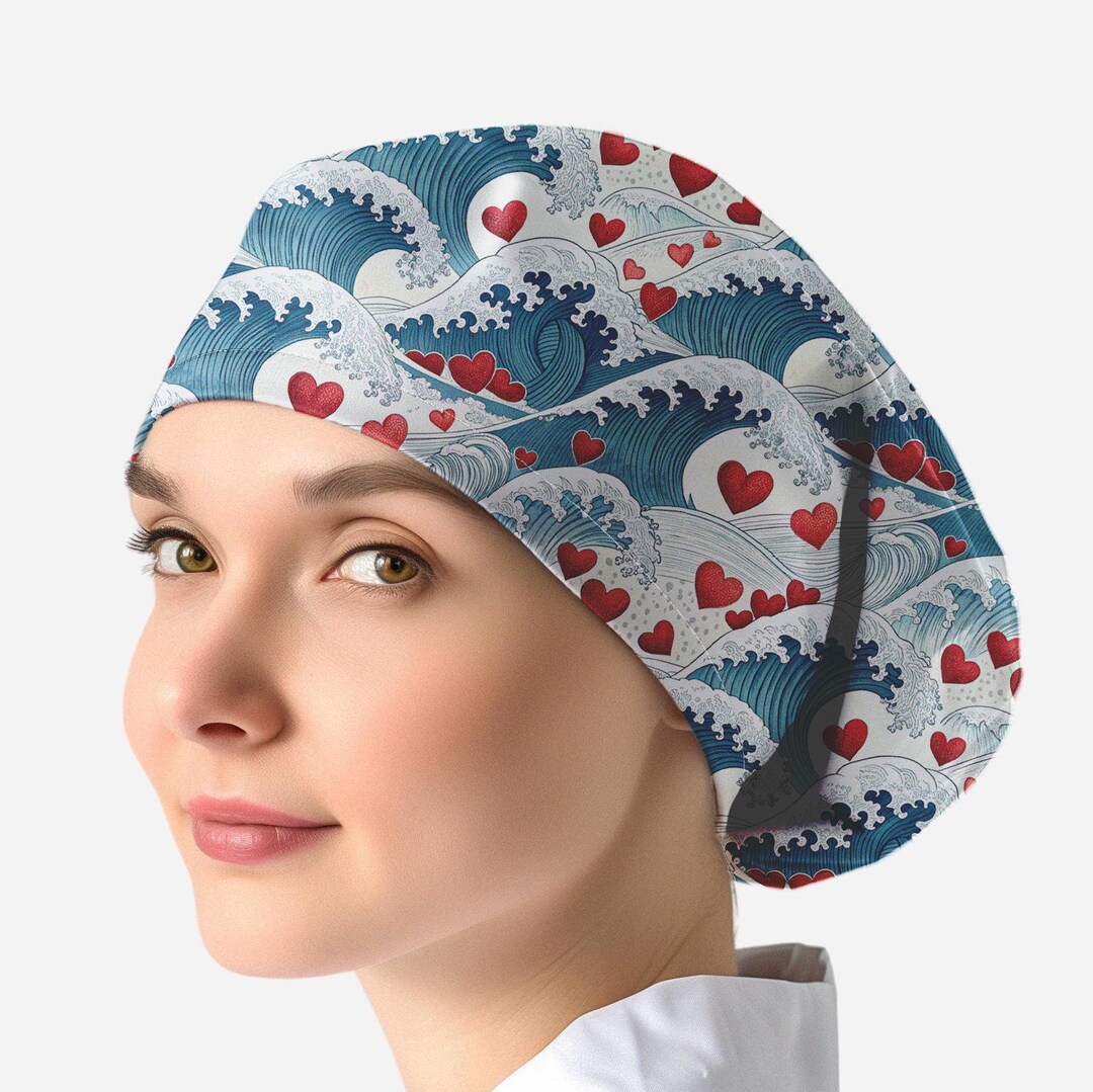 Great Wave Scrub Caps for Women, Wave Scrub Cap Surgical Cap With ...