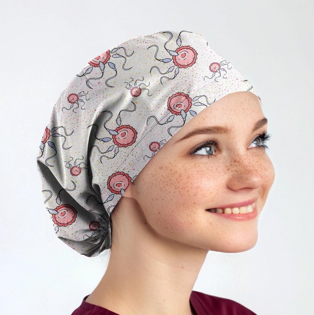 Sperm and Egg Scrub Caps, Ponytail Surgical Hat Women, Ob Gynecologist ...