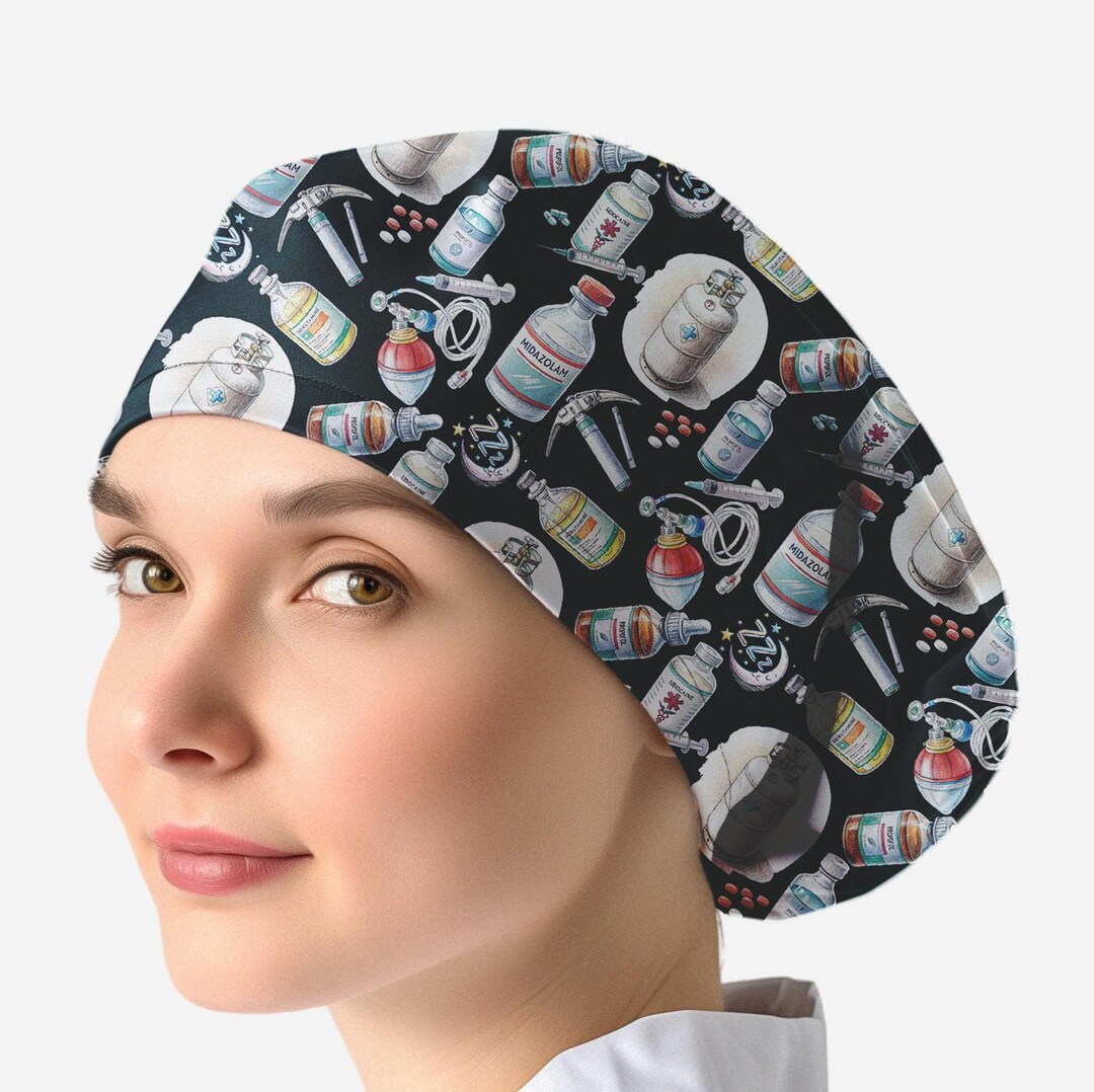 Scrub Caps Women, Anesthesia Scrub Cap, Nurse Surgical Cap, CRNA Euro ...