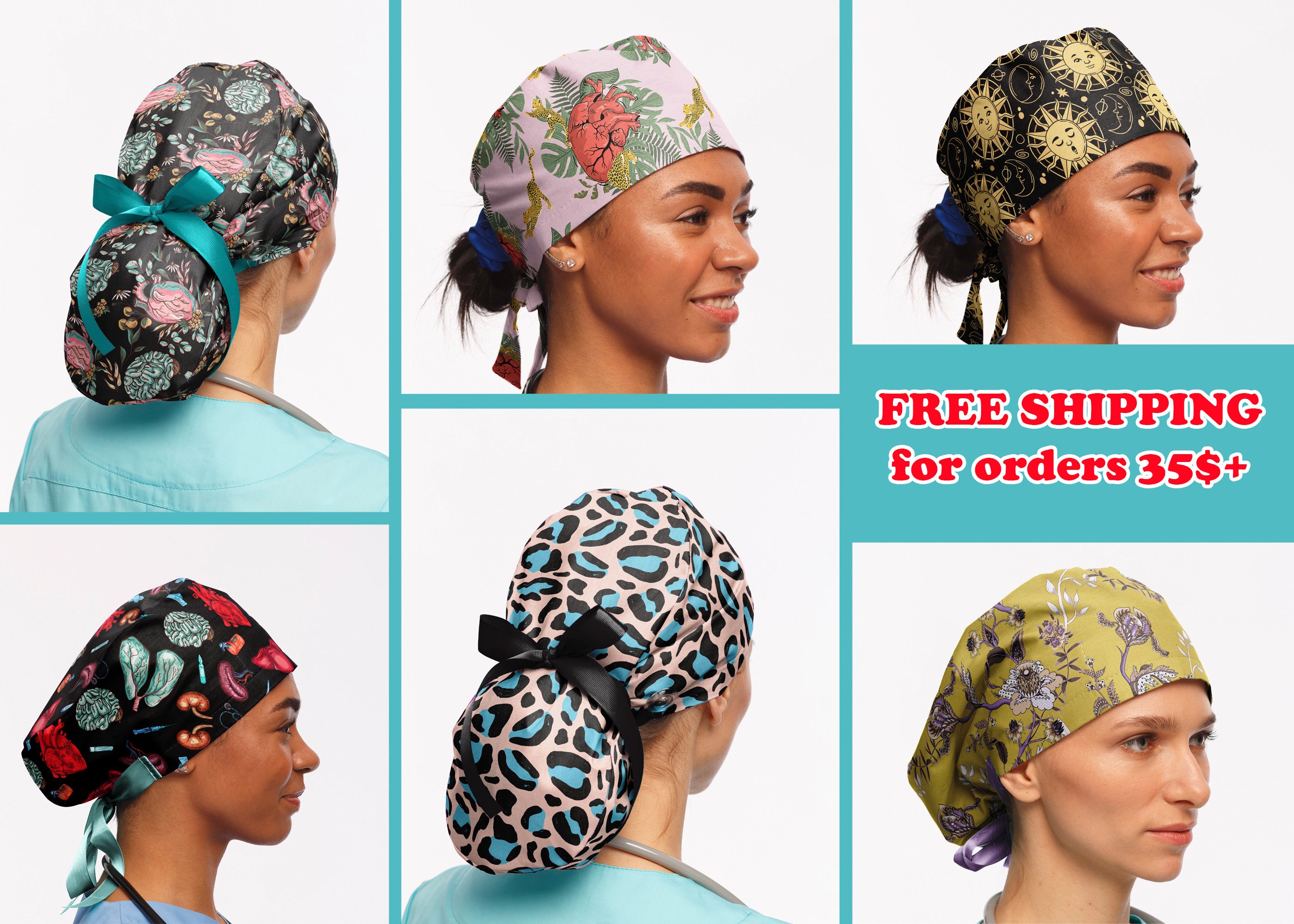 Anatomy Scrub Caps for Women Nurse Scrub Hat Ponytail Heart - Etsy