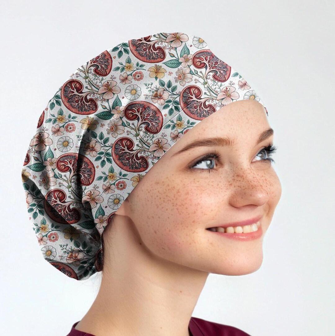 Nephrologists Scrub Caps for Women, Kidneys Floral Surgical Cap ...