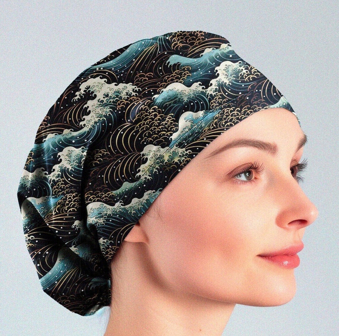 Great Wave Scrub Caps for Women, Japanese Wave Scrub Cap Surgical Cap ...