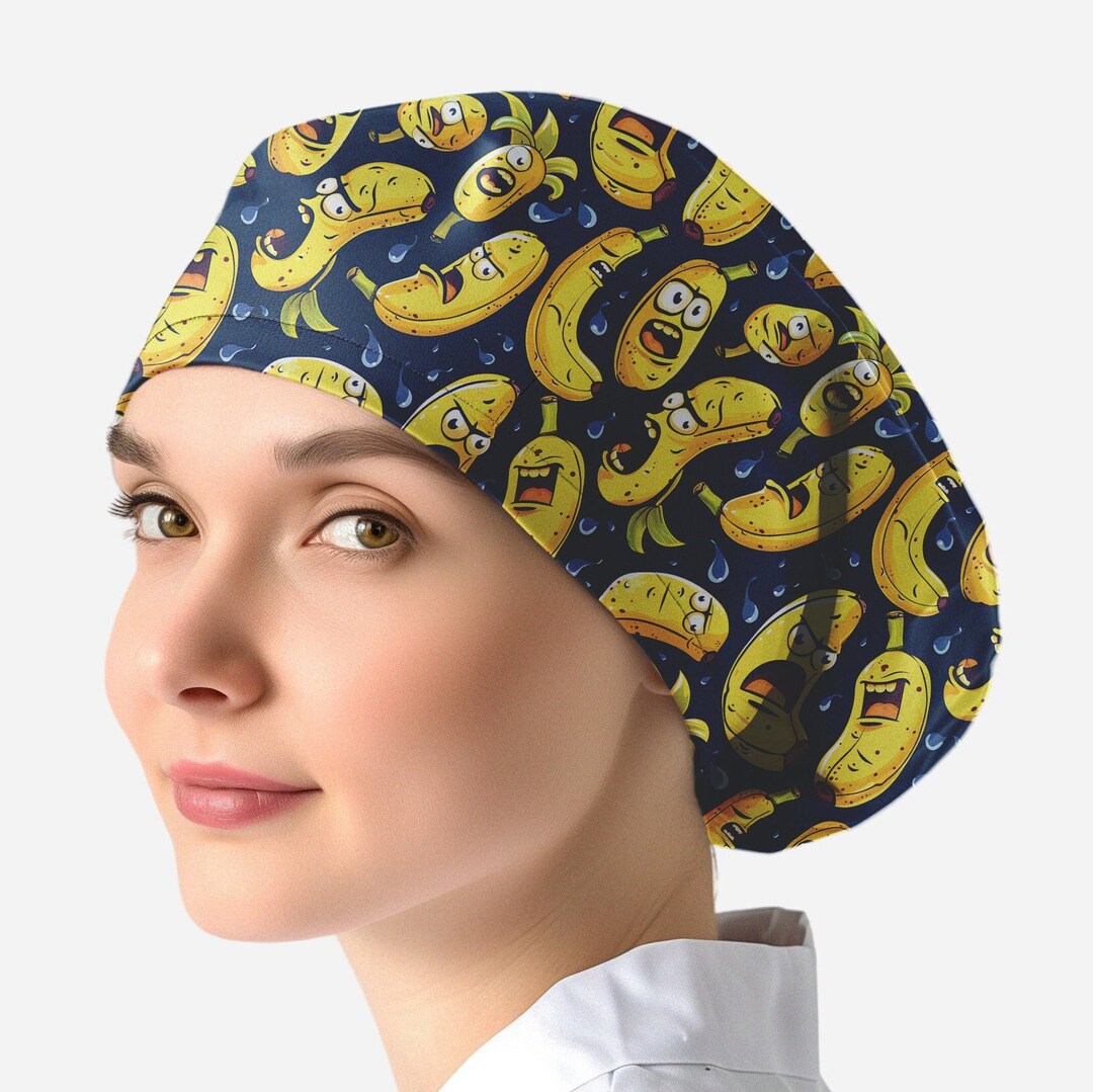 Crazy Bananas Scrub Caps for Women, Toggle Scrub Cap Surgical Cap With ...