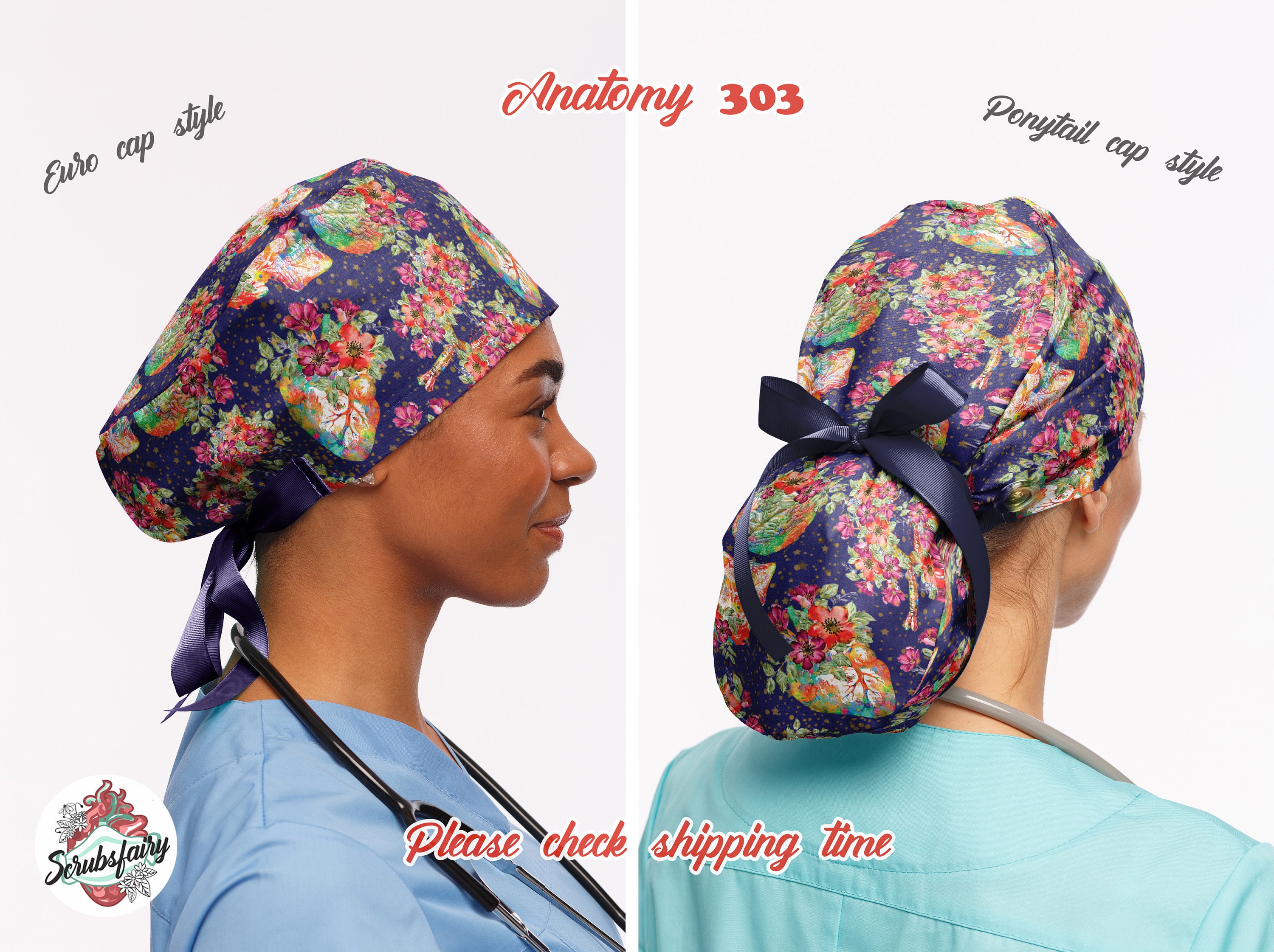 Anatomy Scrub Caps for Women Nurse Scrub Hat Ponytail Heart - Etsy