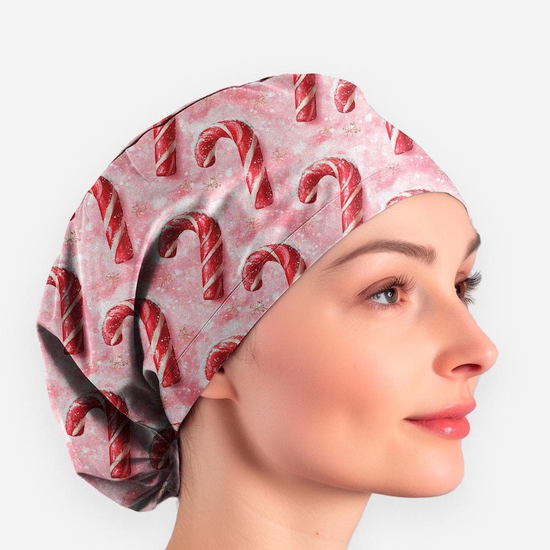 Christmas Candy Cane Scrub Cap, Women's Surgical Hat - Etsy
