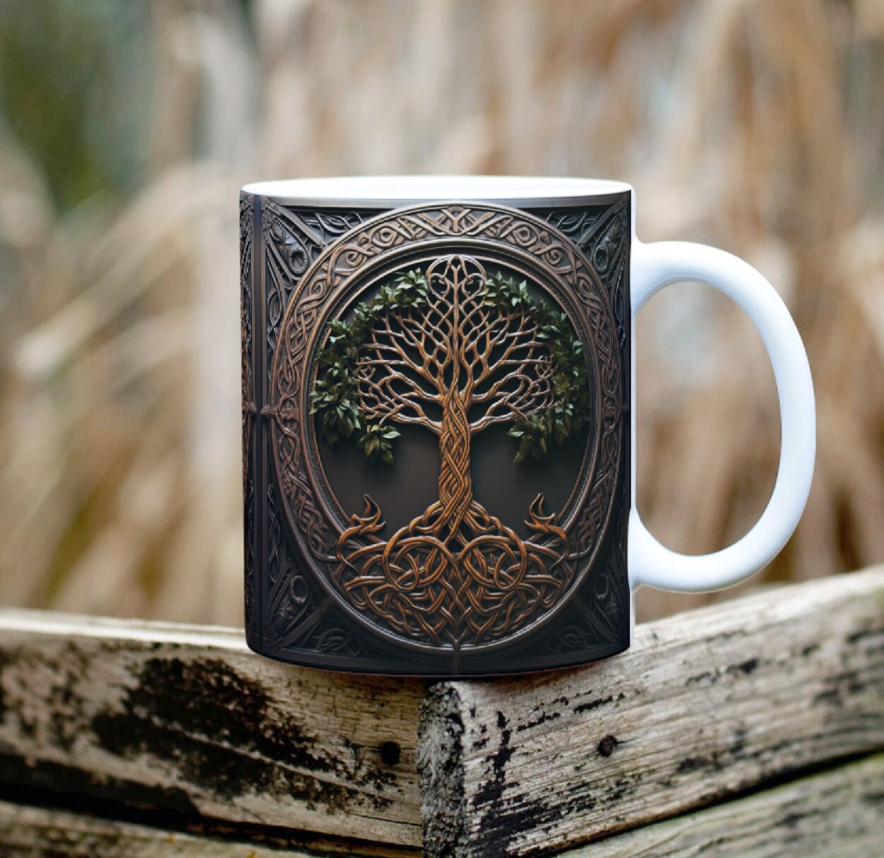 3D Tree of Life Mug Wrap, 3D Leather Effect Tree of Life Mug ...