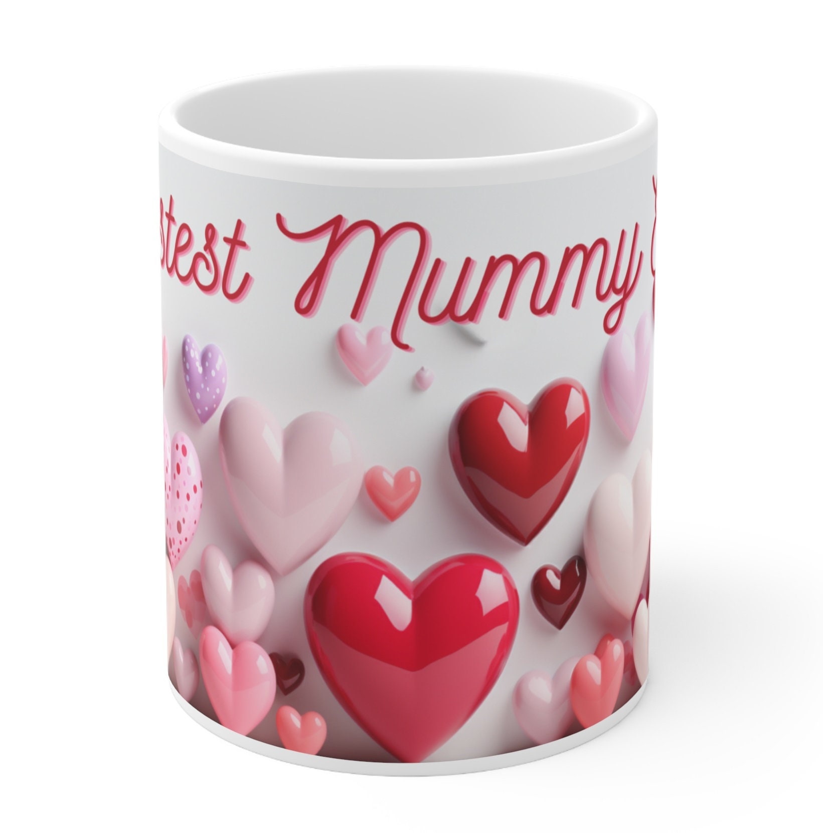 3D Hearts Valentines Day and Mothers Day Mug Wrap, Cute Pink Hearts Mug ...