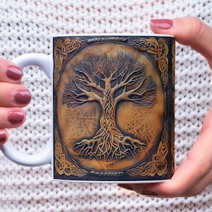 3D Tree of Life Mug Wrap, 3D Leather Effect Tree of Life Mug ...