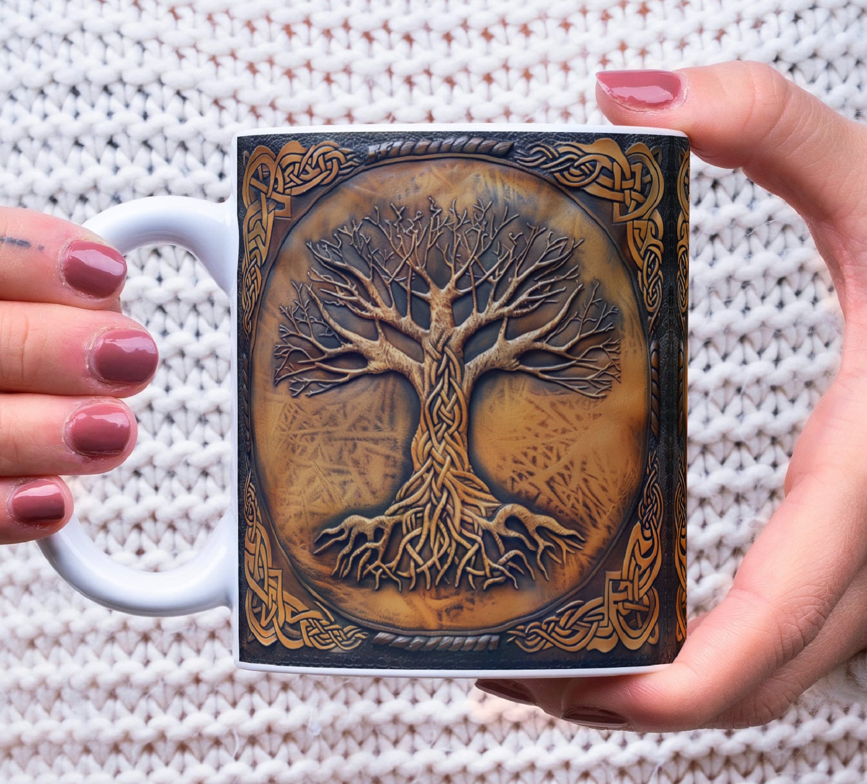 3D Tree of Life Mug Wrap, 3D Leather Effect Tree of Life Mug ...