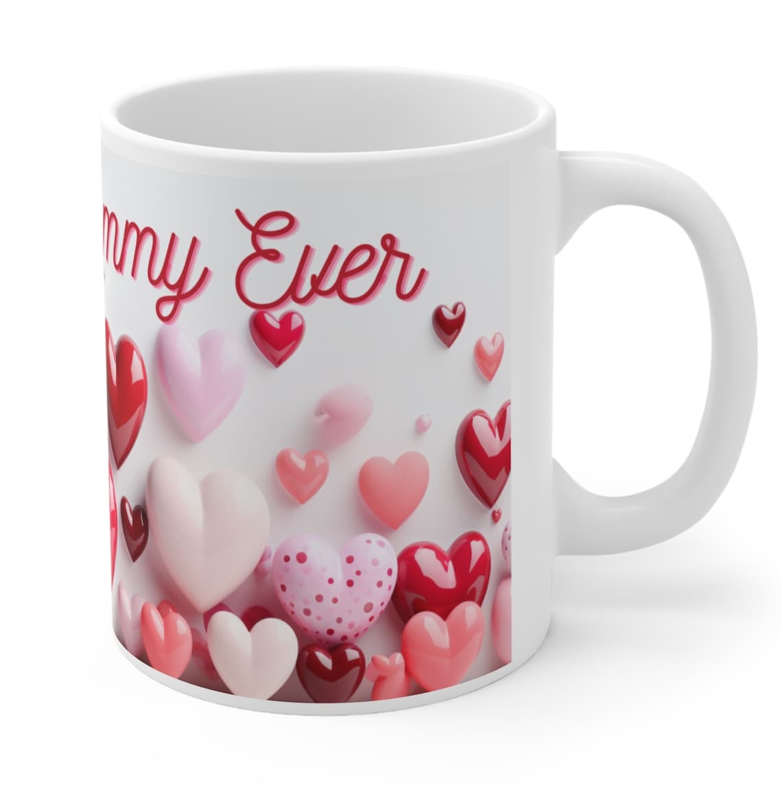 3D Hearts Valentines Day and Mothers Day Mug Wrap, Cute Pink Hearts Mug Sublimation, 11oz and ...