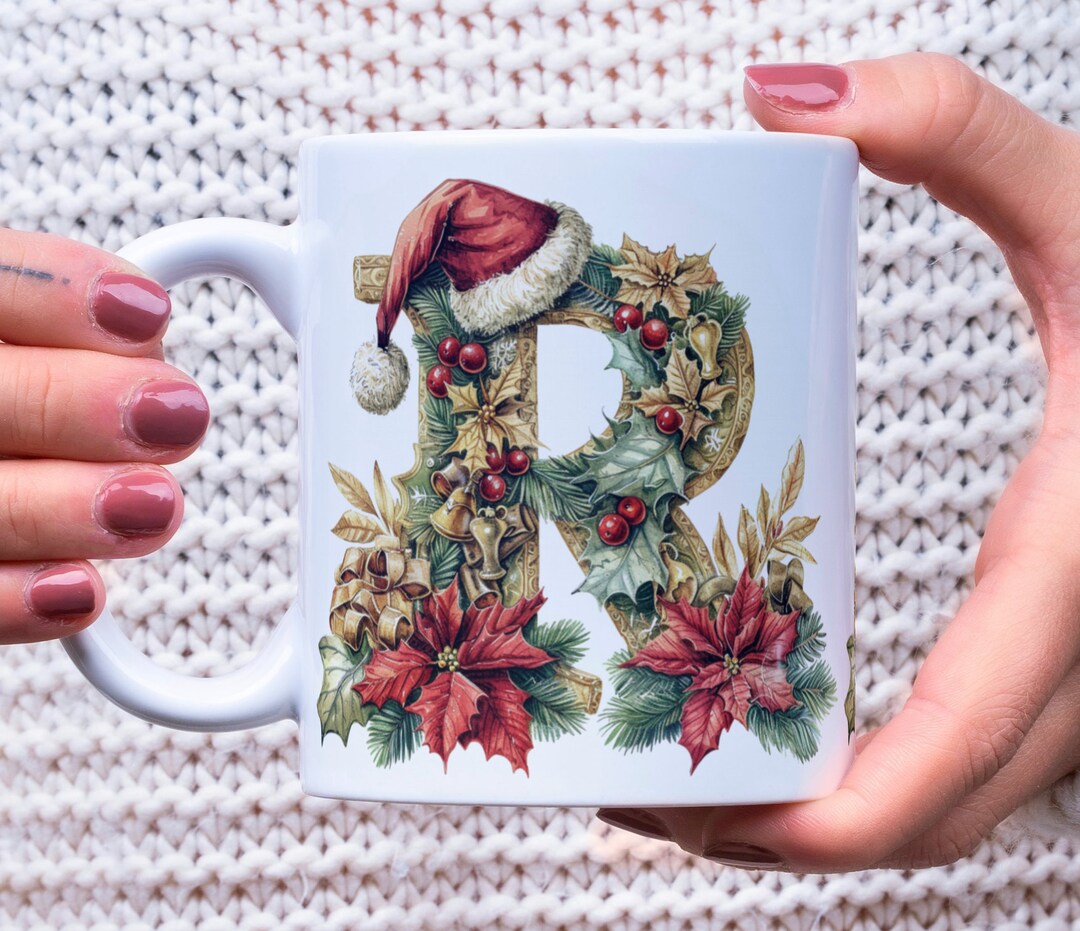 Christmas Alphabet R Mug Wrap, Letter R 11oz & 15oz Mug Sublimation ...