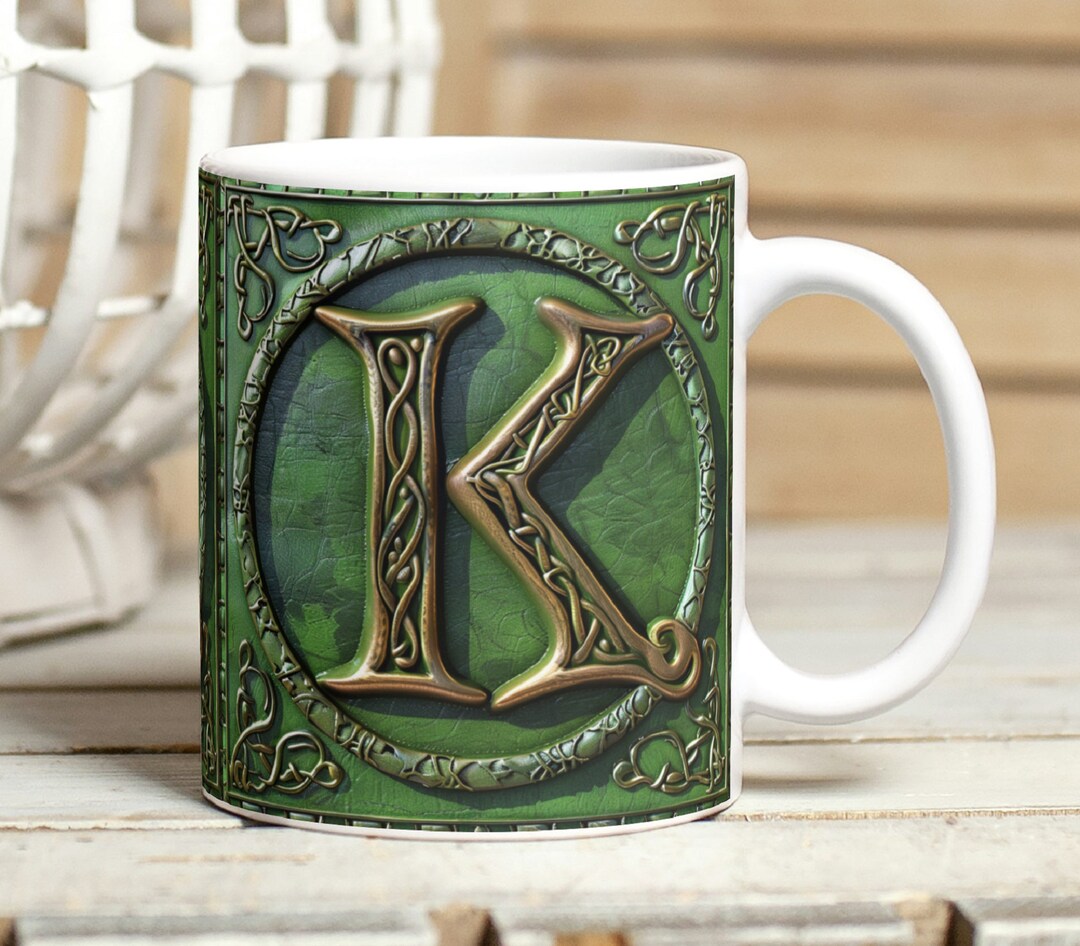 3D Letter K Mug Wrap, 3D Monogram 11oz & 15oz Mug Sublimation Design ...