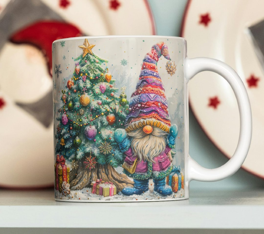 Christmas Gnome Mug Wrap PNG, Gnome and Christmas Tree 11oz & 15oz Mug ...