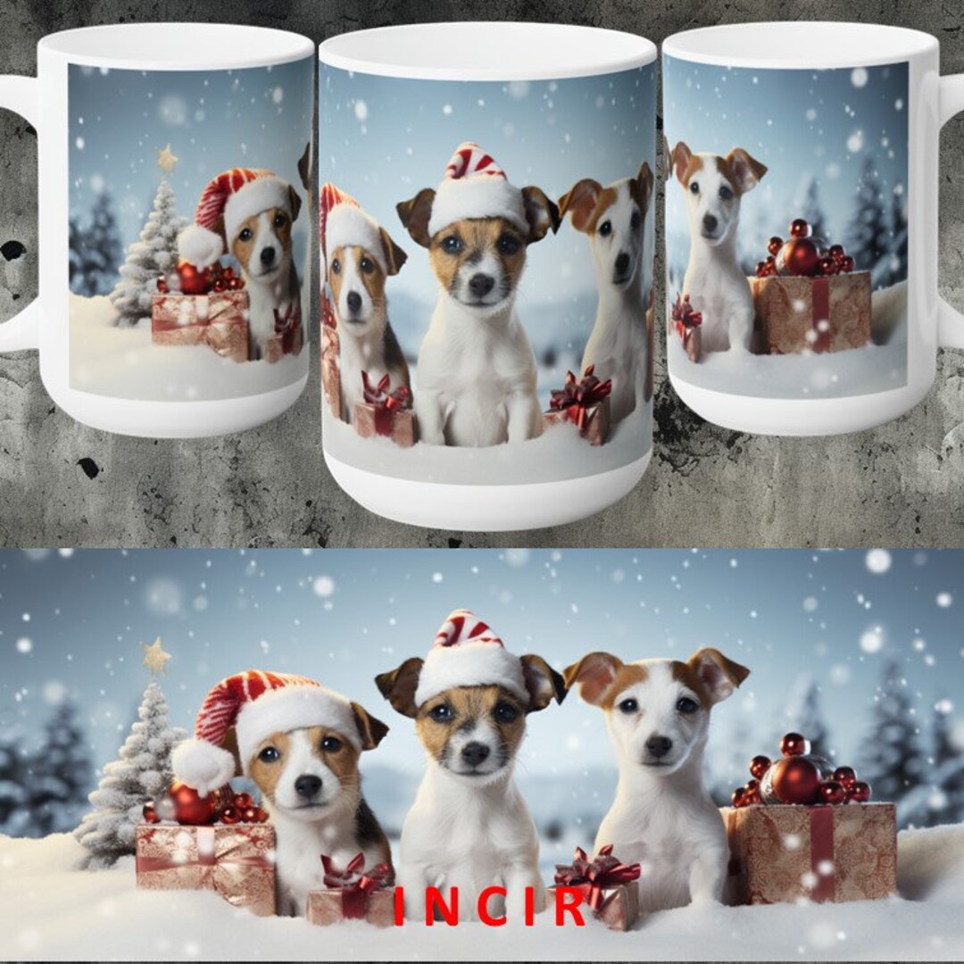 Jack Russell Dog Mug Wrap Design, Christmas Dog Puppy Animal Mug ...