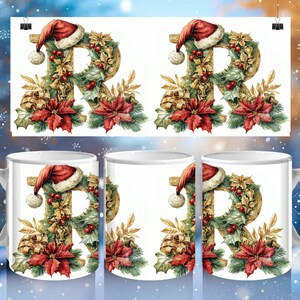 Christmas Alphabet R Mug Wrap, Letter R 11oz & 15oz Mug Sublimation ...