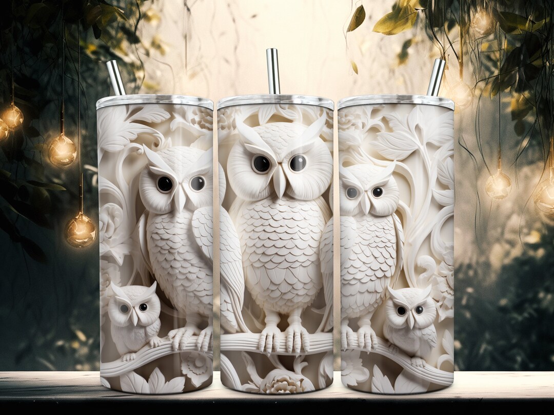 3D Carved Owls Tumbler Wrap, Owls Family 20oz Skinny Tumbler ...