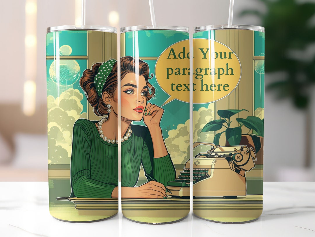Add Name Secretary Tumbler Wrap, Vintage Retro Receptionist 20oz Skinny ...
