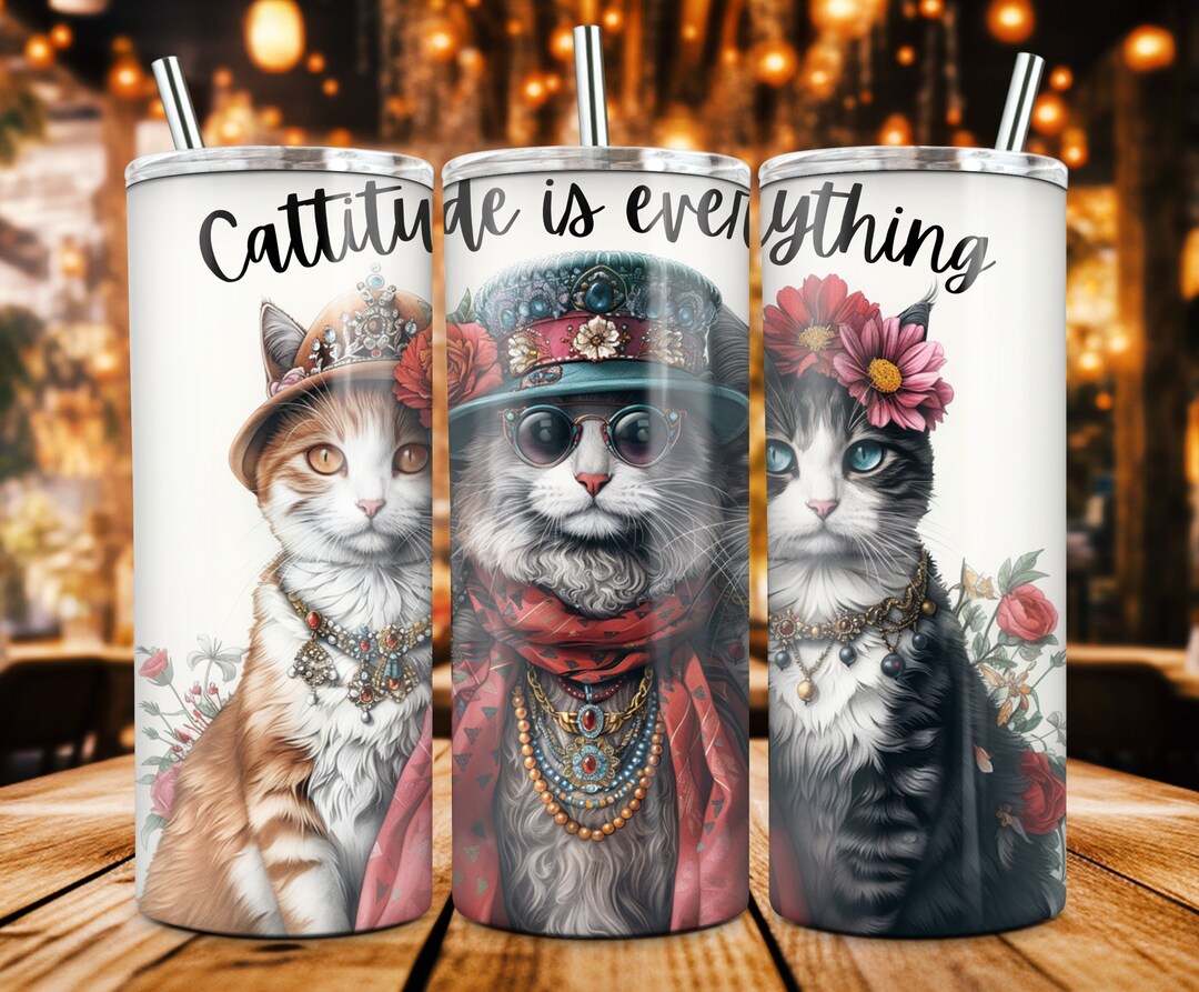 Funny Cats Tumbler Wrap, Best Friend Cats 20oz Skinny Tumbler ...