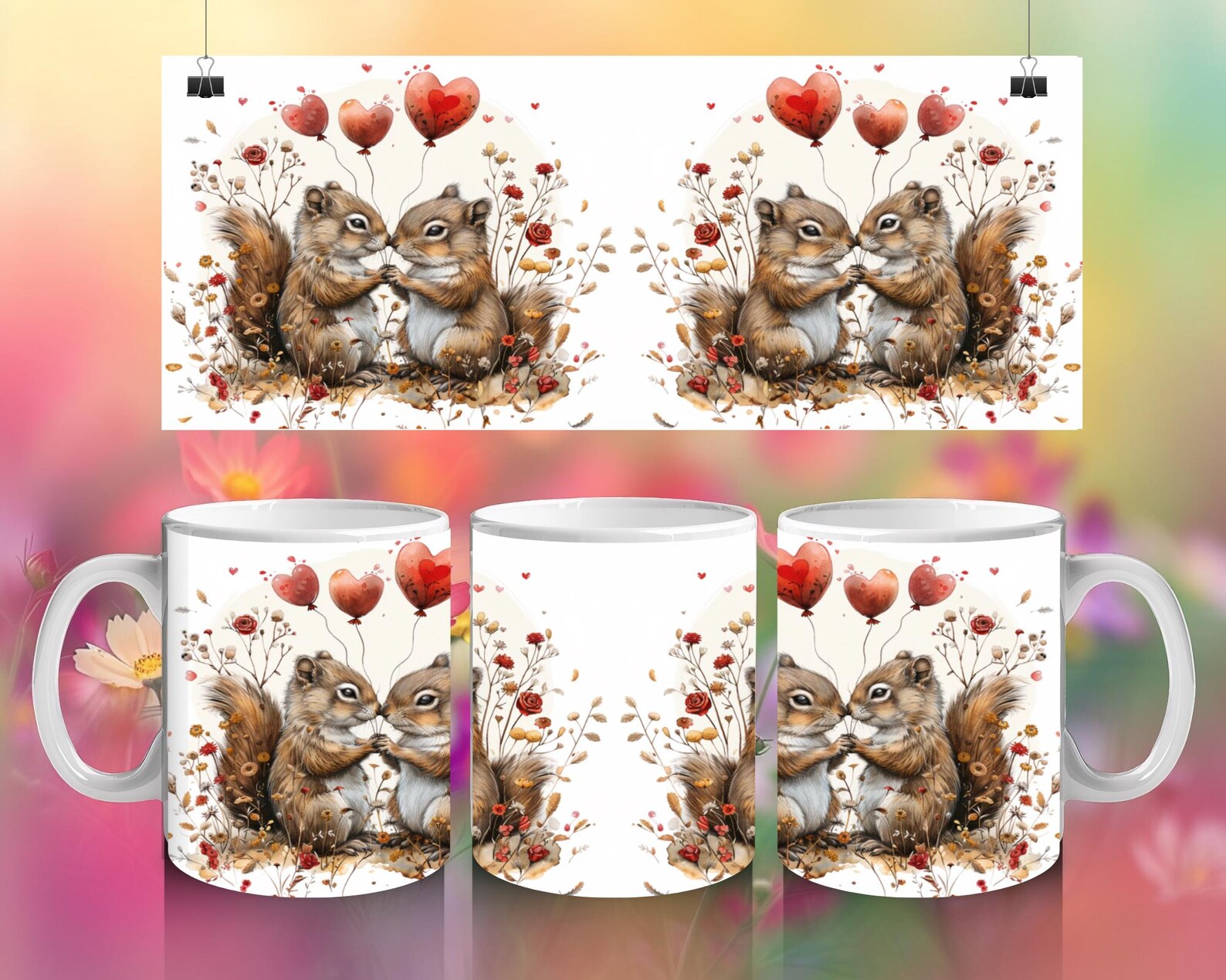 Valentines Day Mug Wrap, Cute Valentines Animal 11oz & 15oz Mug ...