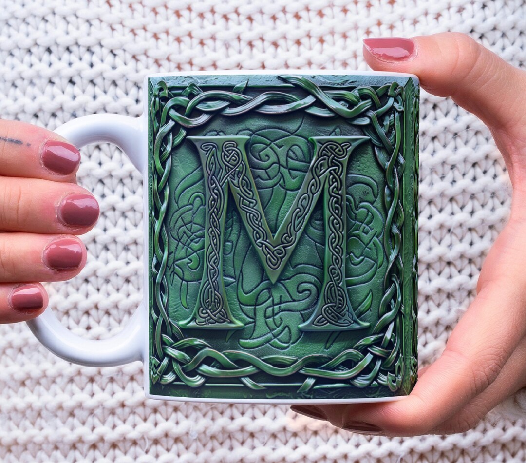 Alphabet M Mug Wrap PNG, 3D Monogram 11oz & 15oz Mug Wrap, 3D Leather ...