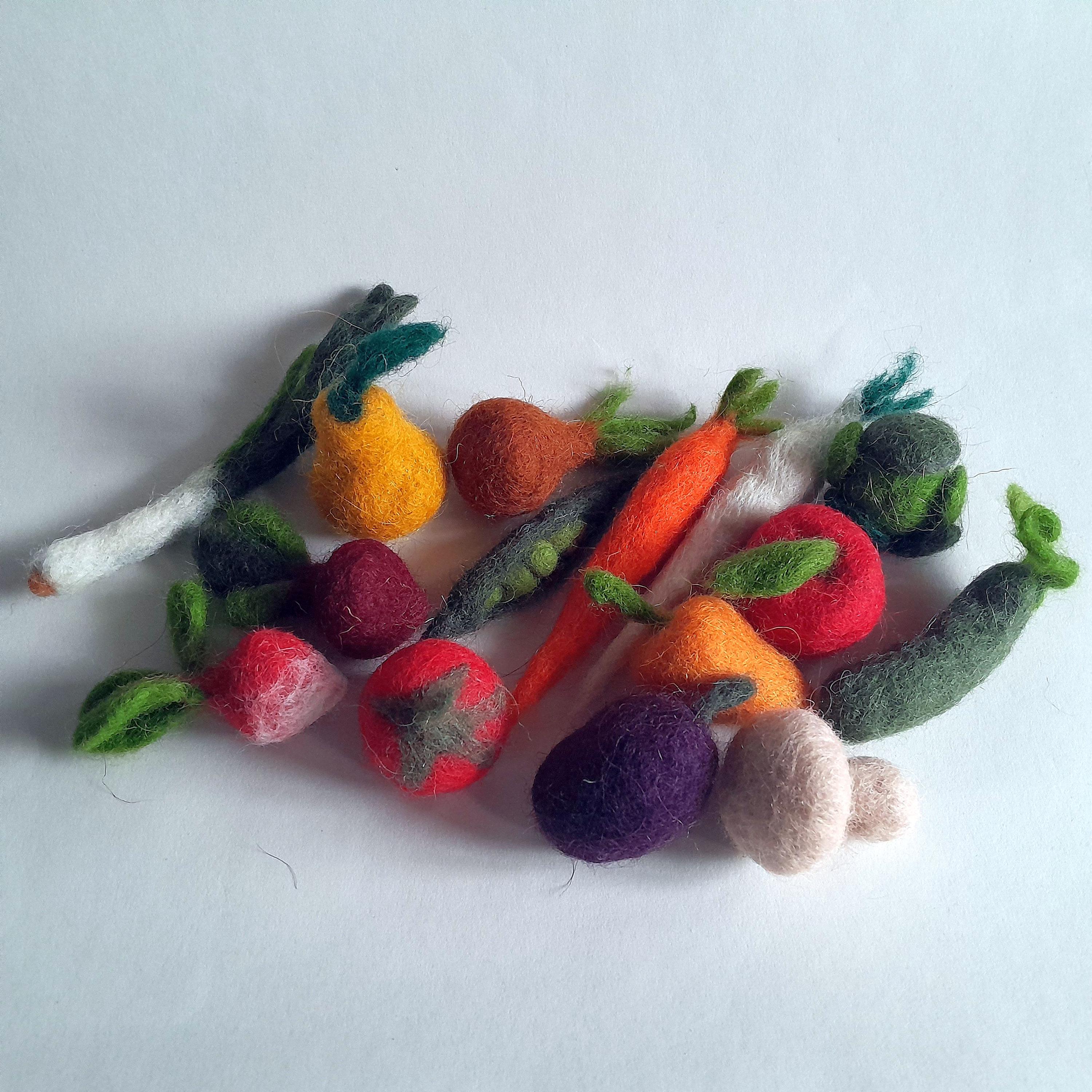 Set of 5 Handmade Wool Wet Felted Vegetables and Fruits Ornaments - Etsy