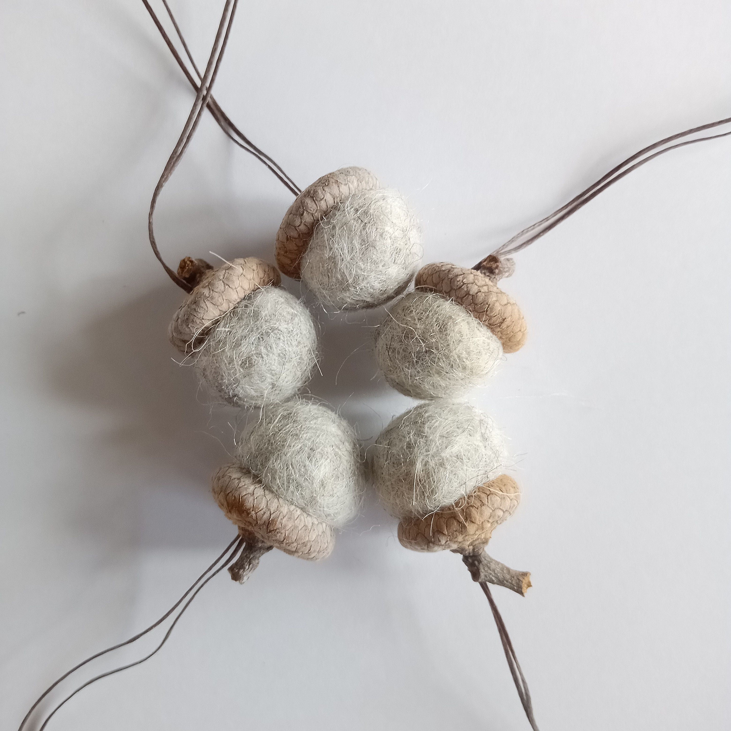 Set of 5 Handmade Wool Felt Acorn Ornaments - Etsy