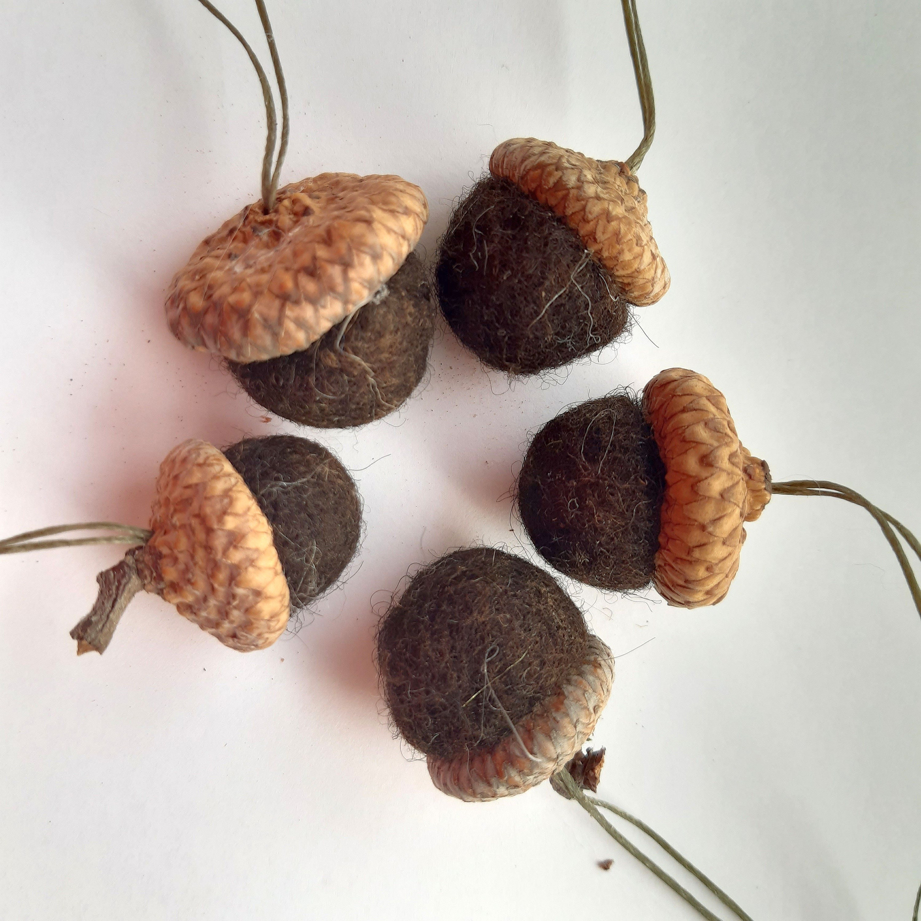 Set of 5 Handmade Wool Felt Acorn Ornaments - Etsy