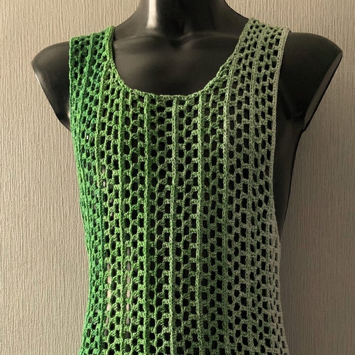 Men's Crochet PDF Pattern Pinstripe and Brick Mesh Tank - Etsy