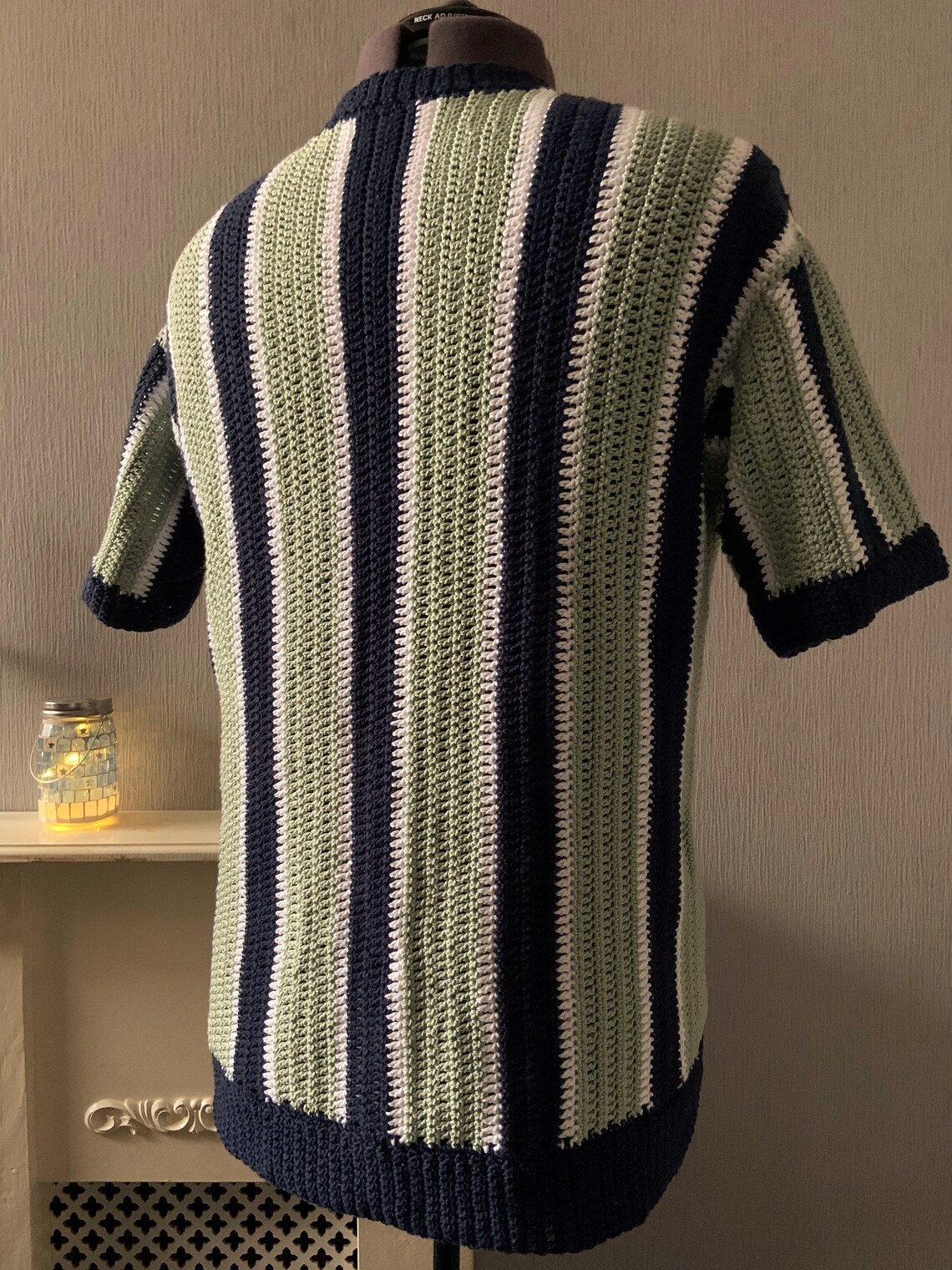 Men's Crochet Pattern Vertical Stripe V Neck Shirt | Etsy UK