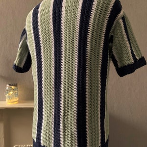 Men's Crochet Pattern, Vertical Stripe V Neck Shirt - Etsy