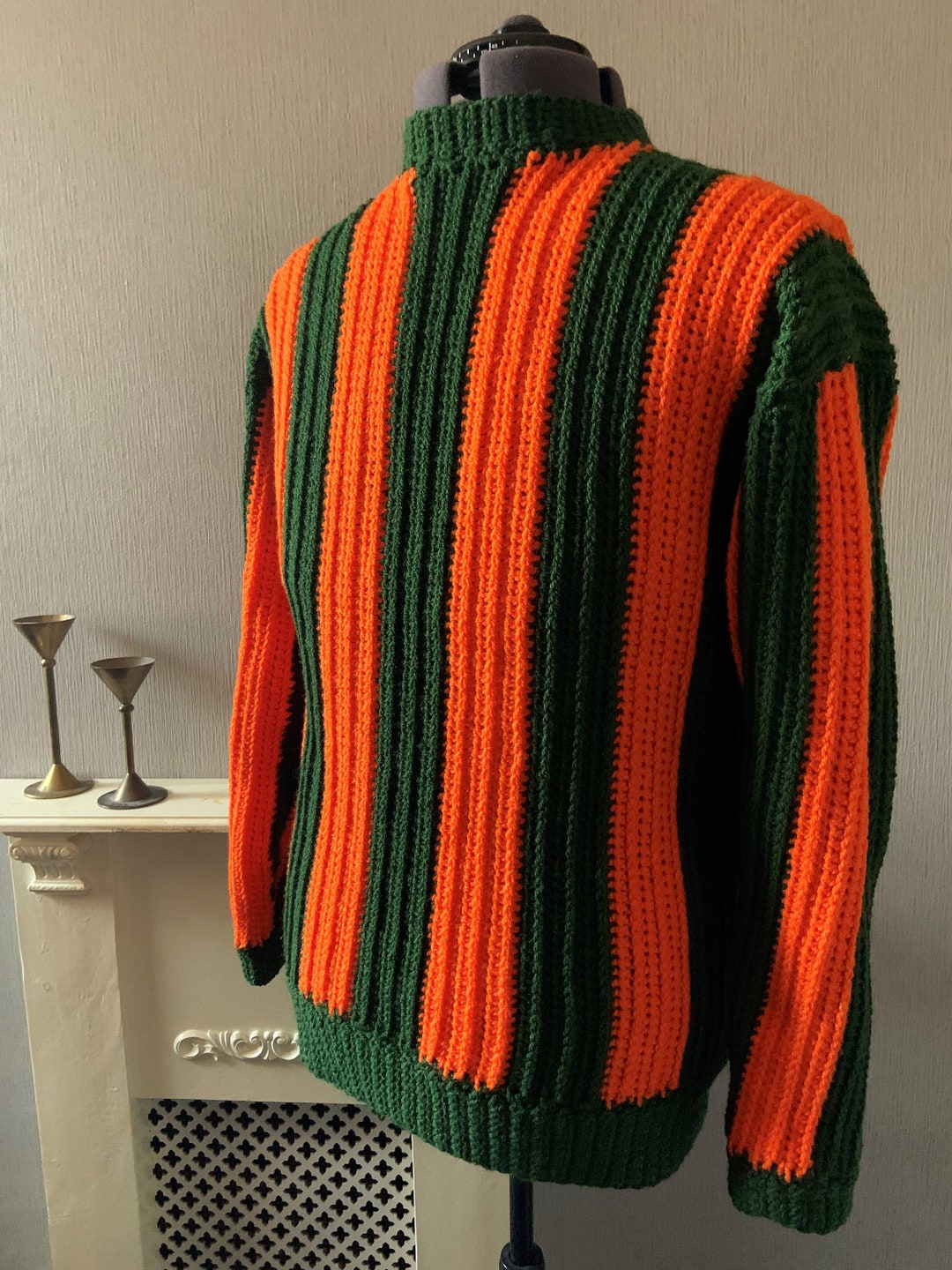 Mens Crochet PDF Pattern, Vertical Stripe Aran Sweater - Etsy