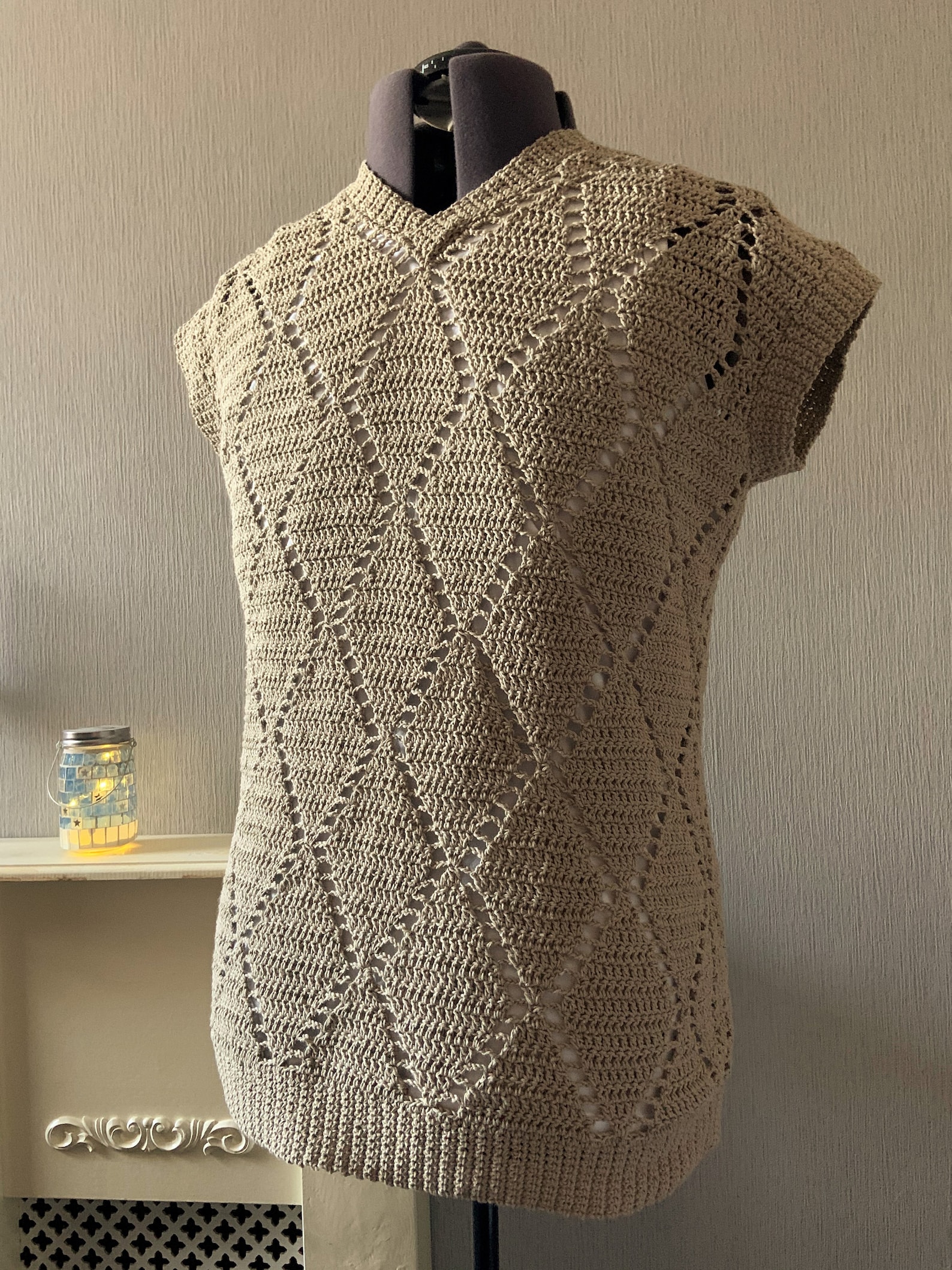 Men's Crochet Pattern, Diamond Mesh V-neck Top - Etsy