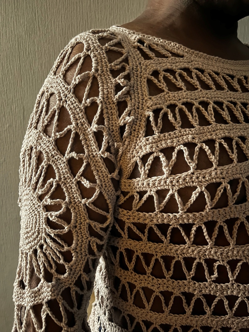 Men's Crochet Pattern, Circle Sleeve Mesh Raglan Shirt - Etsy